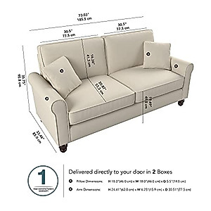 Bush Furniture Hudson Sofa, 73W, Cream Herringbone