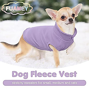 FUAMEY Dog Fleece Vest,Warm Sweatshirt Puppy Stretchy Sweater Pullover Dog Turtleneck Coat Dog Winter Jacket with Leash Hole,Doggie Dachshund Sweaters Yorkie Clothes for Small Medium Dogs