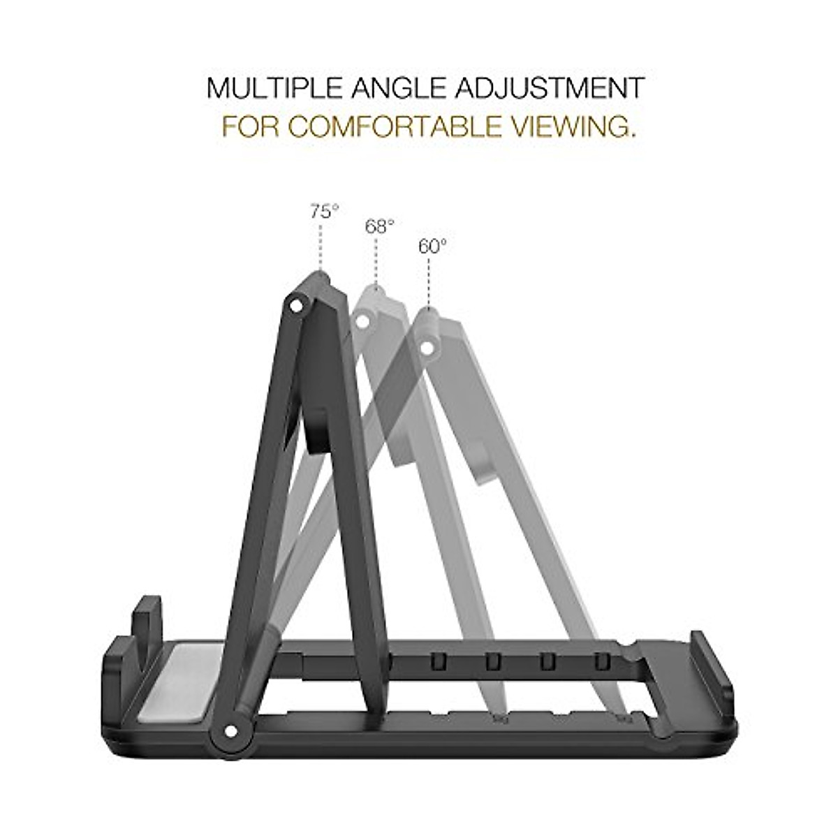 MoKo 2 Pack Phone/Tablet Stand, Foldable Desktop Holder for 4-11" Devices, Compatible with iPhone 14 Pro Max/14, iPhone 13/13 pro Max/12, iPad Air 4/Mini 6 2021, iPad 9th 10.2, Galaxy S20, Black