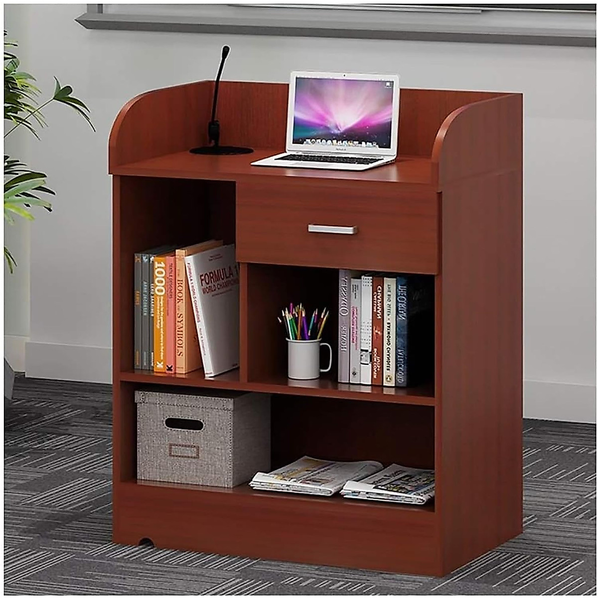 Podium Solid Wood Lecterns Large Podium Stand with Storage Pulpits Church Office Conference School Floor Standing Lecterns