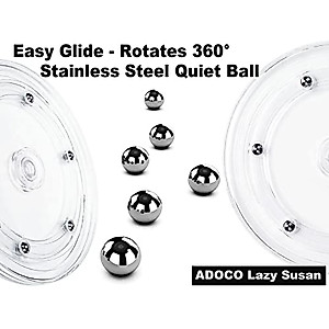 Adoco Lazy Susan Organizer, 12 inch Clear Lazy Susan Turntable Organizer for Cabinet - Kitchen Cabinet Organizer Pantry Organization and Storage