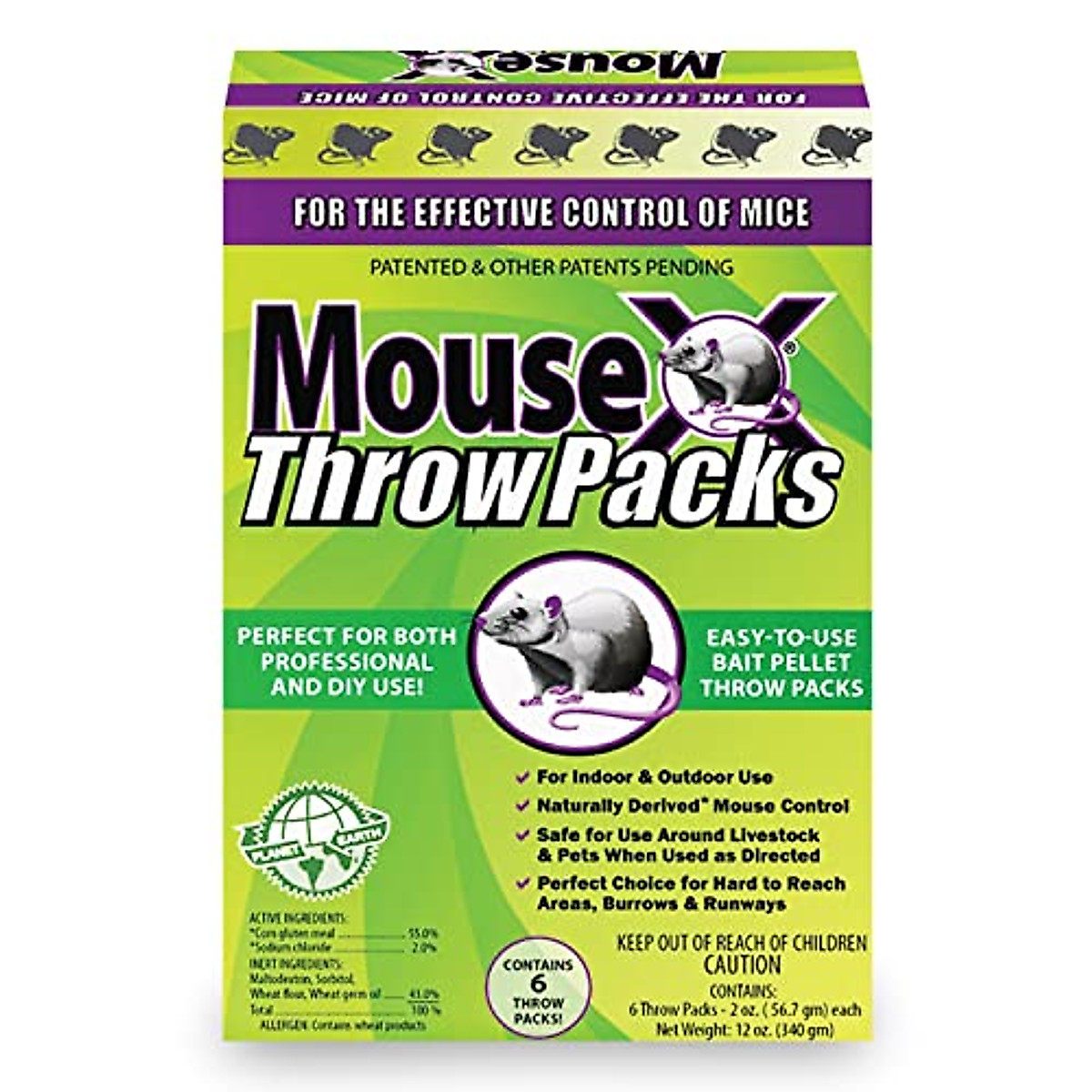 MouseX Throw Packs- For All Species of Rats and Mice. Safe Around Pets