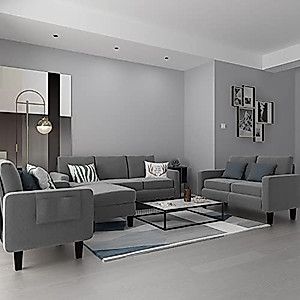 mecor Modern Upholstered Sofa Couch w/Thick Cushion & Deep Seat Mid-Century Convertible Sectional Sofa for Living Room (Grey-3 seat)
