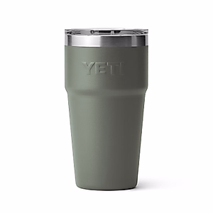 YETI Rambler Stackable Pint, Vacuum Insulated, Stainless Steel with MagSlider Lid, Camp Green