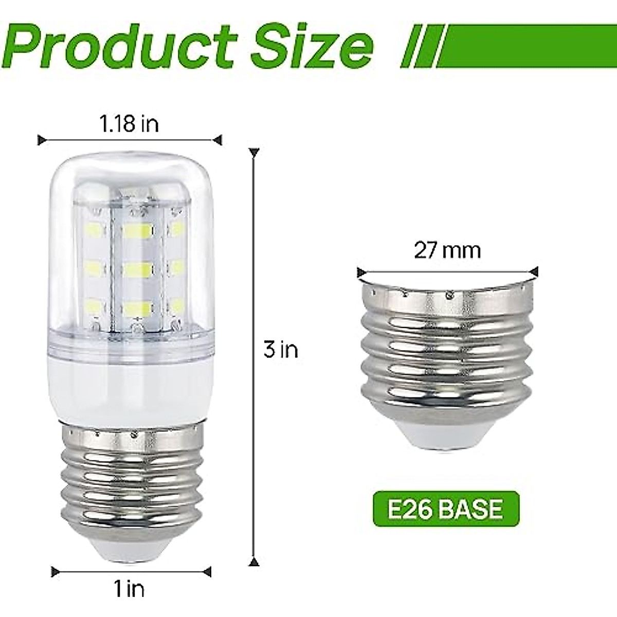 BOGDA Refrigerator Light Bulb KEI D34L Refrigerator Bulb LED Light Bulb Replacement Fit for Frigidaire Kenmore-2 Packs (3.5W 85V-265V E27 5000K White Light)