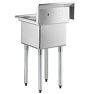 AmGood Stainless Steel Laundry Sink - 1 Compartment Laundry/Utility Room Sink with 10" Faucet. (22" Width x 20" Length)