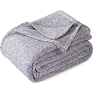 LYFLES 50 * 60 inch Sublimation Blanket Blanks,Knit Blanket Summer Lightweight Soft Breathable Cozy Fuzzy Heather Jersey Comfortable for Couch Sofa Bed,100% Polyester(Grey and White)