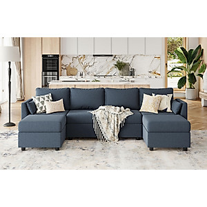 Huatean Home Modular Sectional Sofa, 6 Seat Modular Couch with Storage, Memory Foam, Convertible Sectional Couches for Living Room, U Shaped Comfy Modular Sofa with Chaise, Dark Grey