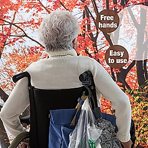 4 Pcs Walker Hook Hanging Multipurpose 360° Rotation Stroller Clip Diaper Bag Hanger for Walker Rollator Crutches Wheelchair Shopping Cart Car Back Seat Purses Bike Wheelchair Pushchair, Black