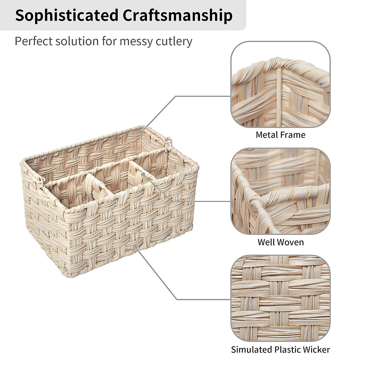 GRANNY SAYS Wicker Utensil Organizer, Silverware Caddy, Countertop Spoon and Fork Holder