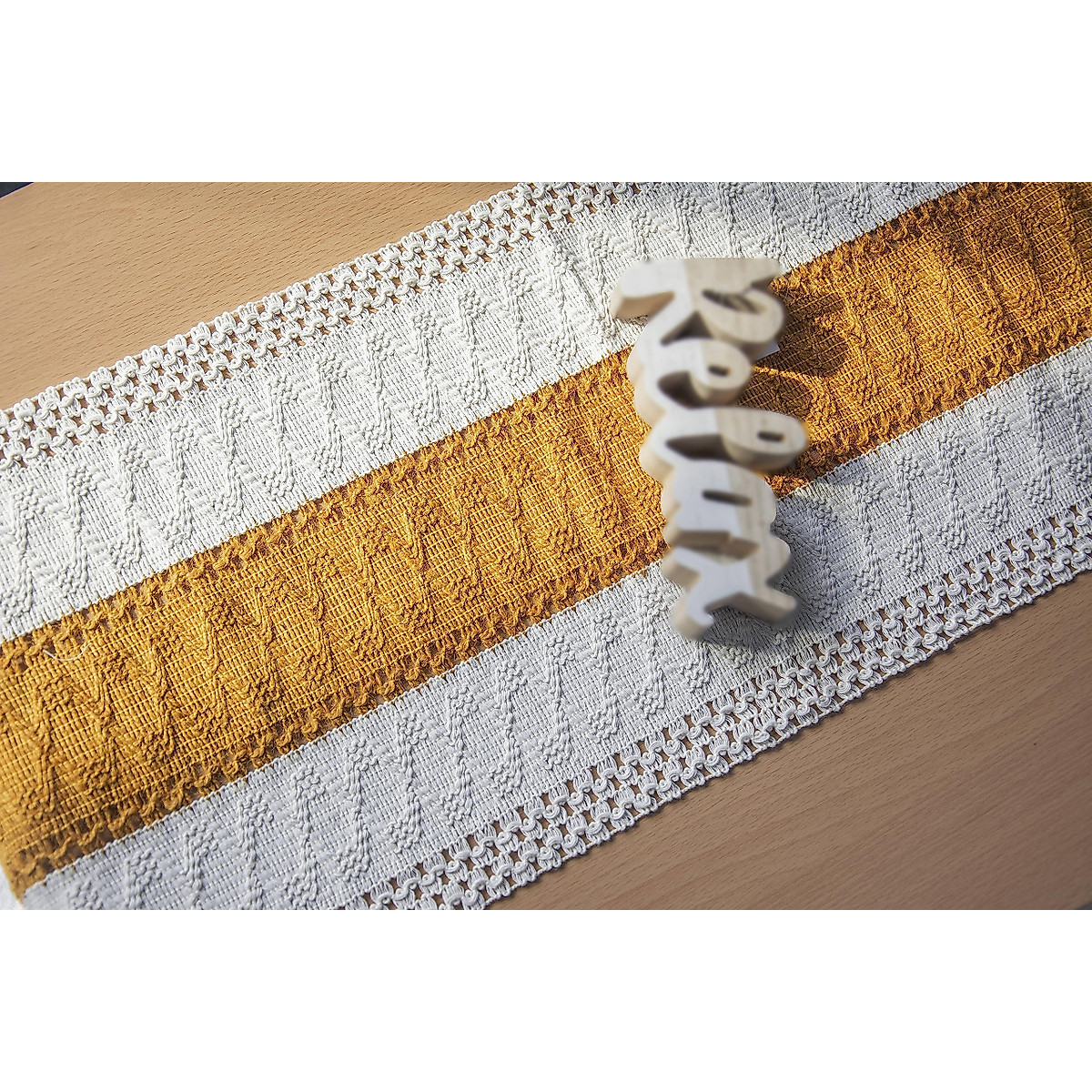 ZJZC Art Garden Style Cotton Hemp Material Table Runner (Mustard Yellow Braided, 12*70inch)