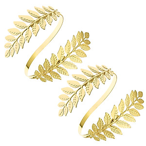 RechicGu Gold 2 Pieces Wedding Arm Bracelet Christmas Tree Leaf Cuff Bangle Band Upper Open Armlet Armband Adjustable Set Jewelry Minimalist Festival Dancer