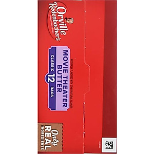 Orville Redenbacher's Movie Theater Butter Microwave Popcorn, 3.29 Ounce Classic Bag, 12-Count