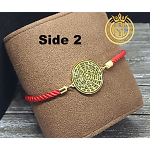 The Secret Seal Of Solomon + 72 names of God kabbalah King Solomon seal Coin Bracelet Red