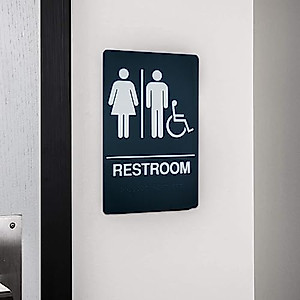CORKO MANUFACTURING Signs Unisex Braille Restroom Sign - Bathroom Sign with Double Sided 3M Tape