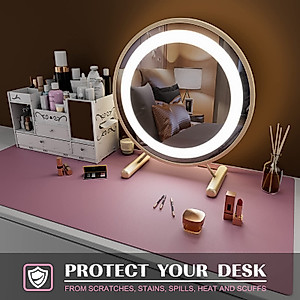 K KNODEL Large Office Leather Desk Mat, Mouse and Keyboard Pad, Computer and Laptop Mat, Desktop Protector and Cover, Writing Pad and Blotter (31.5"x15.7", Purple)