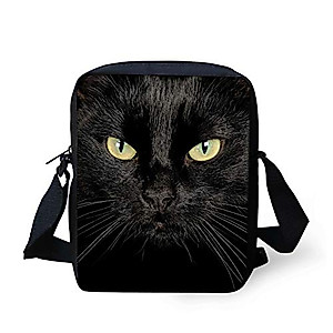 GIFTPUZZ Black Cat Print Crossbody Purses for Women Messenger Shoulder Bags Teen Casual Sling Sports Cross Body Purse Pouch Teens Girls Tote Organizer Storage Small, Solid Black