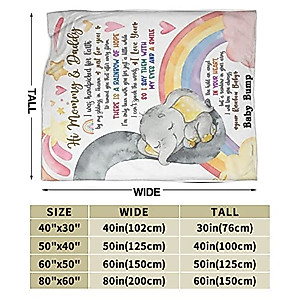 Personalized Hi Mommy & Daddy Elephant & Rainbow Blanket Gift for First Time Mommy First Time Dad