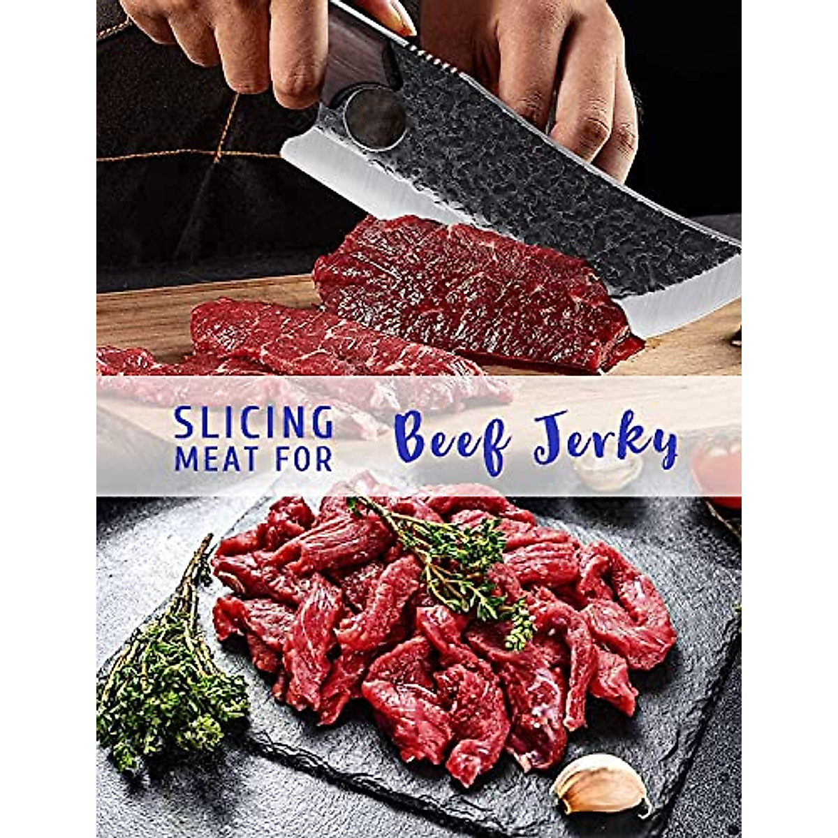 DRGSKL Hand Forged Meat Cleaver Knife Butcher Knife for Meat Cutting Full Tang Chef Knife with Belt Sheath and Gift Box High Carbon Steel Knife for Kitchen or Camping Thanksgiving Christmas Gift