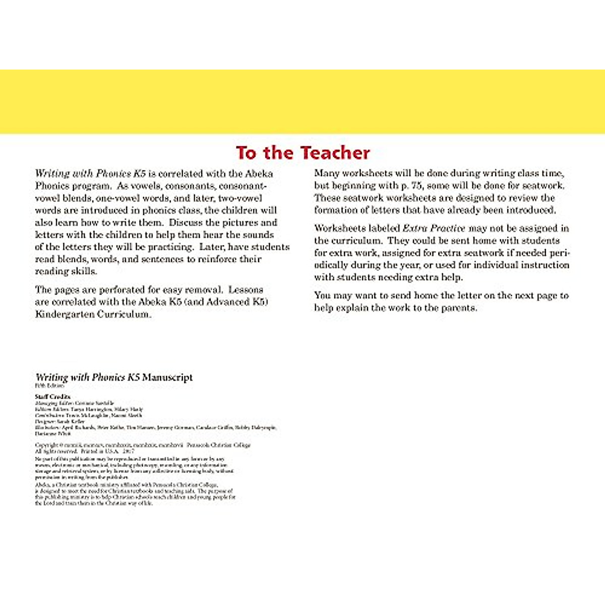 Writing With Phonics K5 Manuscript - Abeka 5 Year Old Kindergarten Manuscript Phonics Penmanship Student Work Book