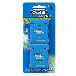 Oral-B Complete SatinFloss Dental Floss, Mint, 50 M (54.6 yd), Pack of 2
