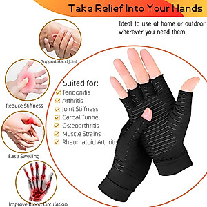 LTXB Fingerless Compression Gloves Copper Arthritis Gloves for Pain, Copper Gloves Compression Gloves for Carpal Tunnel Swelling Arthritis Pain Relief Gloves for Men and Women (M)