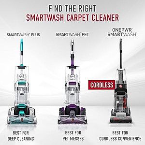 Hoover SmartWash+ Automatic Carpet Cleaner Machine, for Carpet and Upholstery, Deep Cleaning Carpet Shampooer, Carpet Deodorizer and Pet Stain Remover FH52000, Turquoise