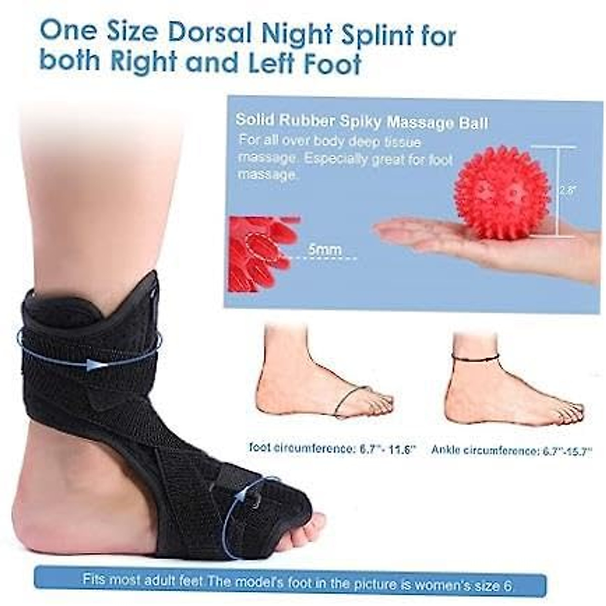 [Updated] Ankle Brace - Orthotic Support for Foot Drop Fracture Sprain - Night Splint with Massage - Injury Support Wrap