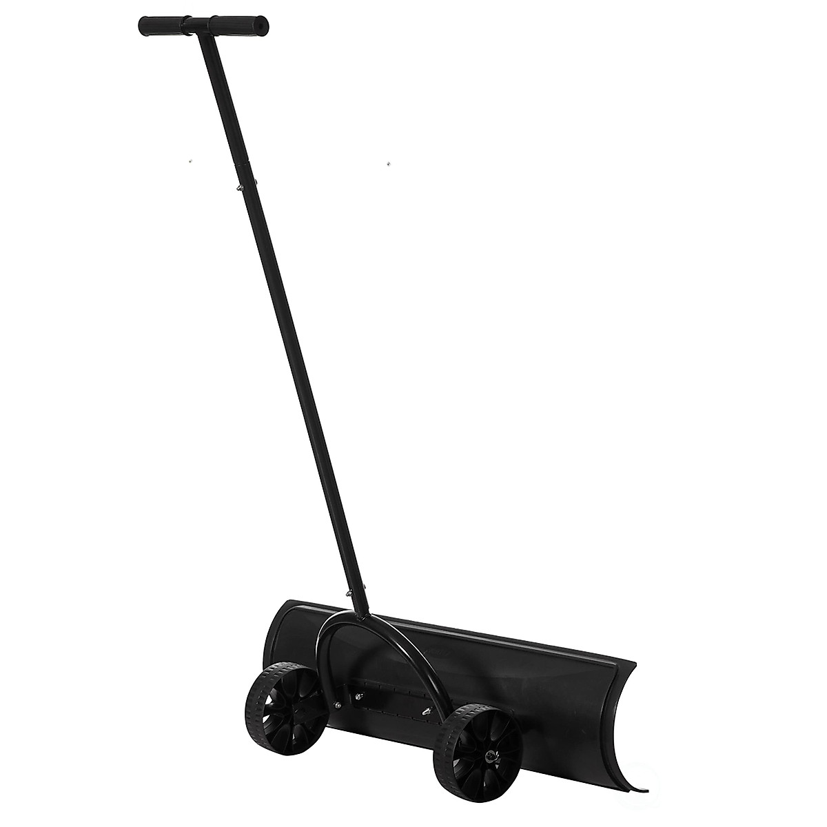 Gardenised Black Heavy Duty Snow Shovel Rolling Pusher Remover with Wheels and Wide Blades, (QI004186)