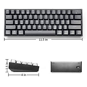 VELOCIFIRE Wireless Bluetooth Mechanical Keyboard, M1 TKL61WS 61-Key 60% Tactile Brown Switch Mini Portable Mechanical Keyboard with Ice Blue Backlit, Compatible with Mac OS and Windows OS(Black)