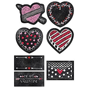 Creative Teaching Press Incentives, Wall Décor Chalk Hearts Cut Outs, 6", CT 6076