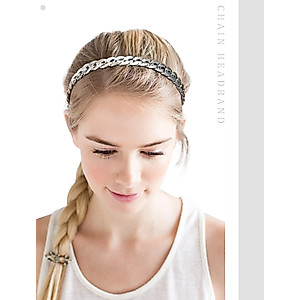 AWAYTR Hairband, 3PCS Chained Reactions Headband for Women Girls - Resin-Gold/Resin-Silver/Resin-Amber