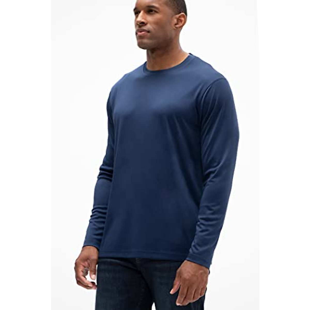 DEVOPS Men's 3Pack UPF 50+ Dri fit Workout Moisture Wicking Long Sleeve T-Shirt (Medium, Navy/Safty Green/White)