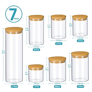 Vtopmart 15 Pack Glass Food Storage Containers and 7 Pack Glass Jars with Bamboo Lids