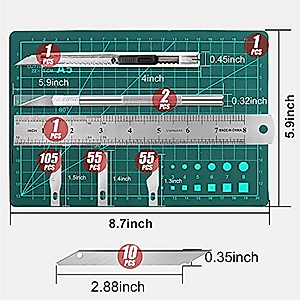 230 PCS Hobby Craft Knife Kit,215 PCS Precision Carving Blades with 2 PCS Craft Knife, Utility Knife with 11 PCS Art Blades, Scrapbooking Stencil for DIY Art Working Cutting
