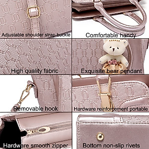 YOUNXSL Women's Fashion Handbags Tote Bags Shoulder Bag Top Handle Satchel Purse Set 4pcs Black