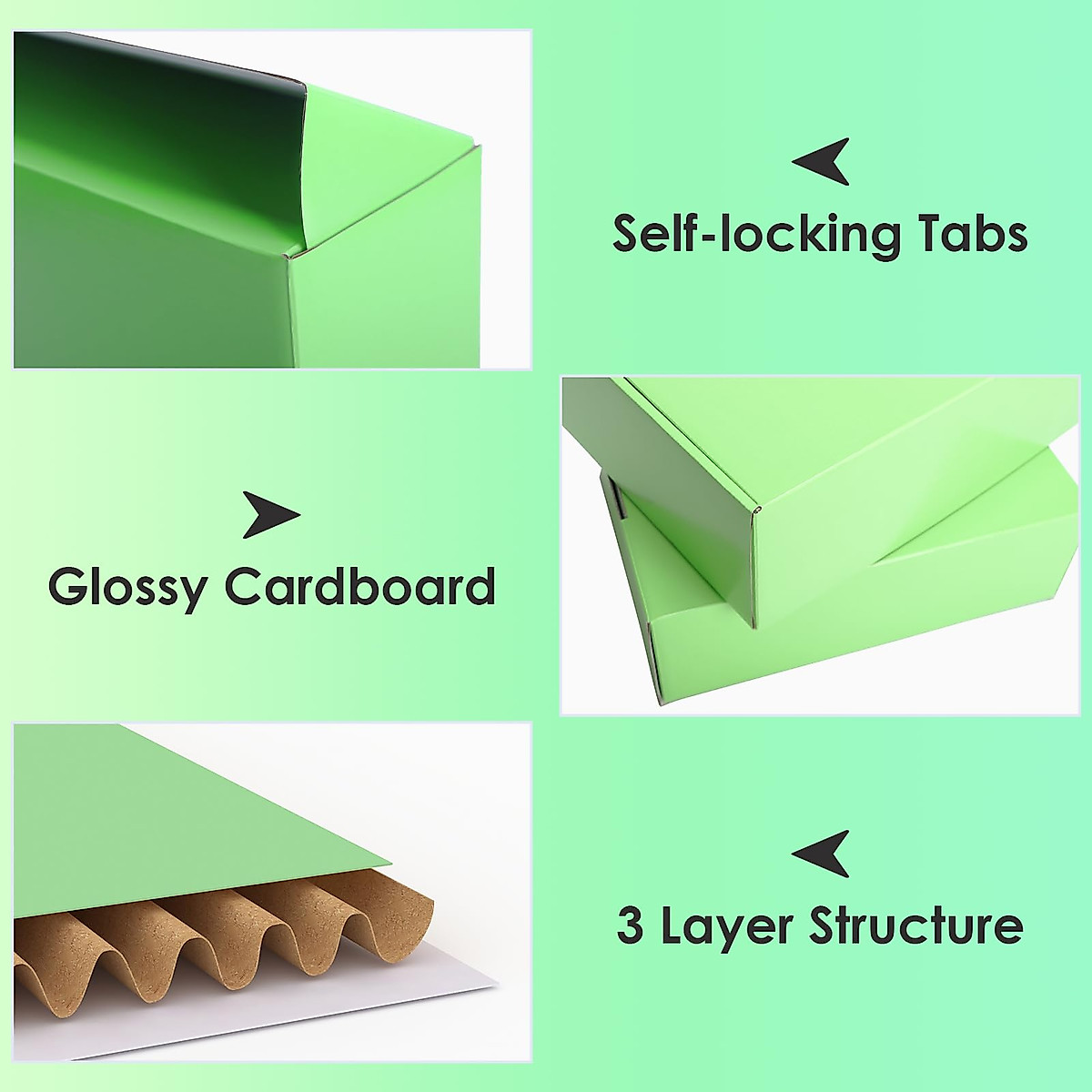 PHAREGE 12x9x4 inch Gift Shipping Boxes Bulk 20 Pack Green, Tab Lock Tuck Top Mailing Boxes for Packaging Small Business, Medium Cardboard Mailer Boxes for Wrapping Present