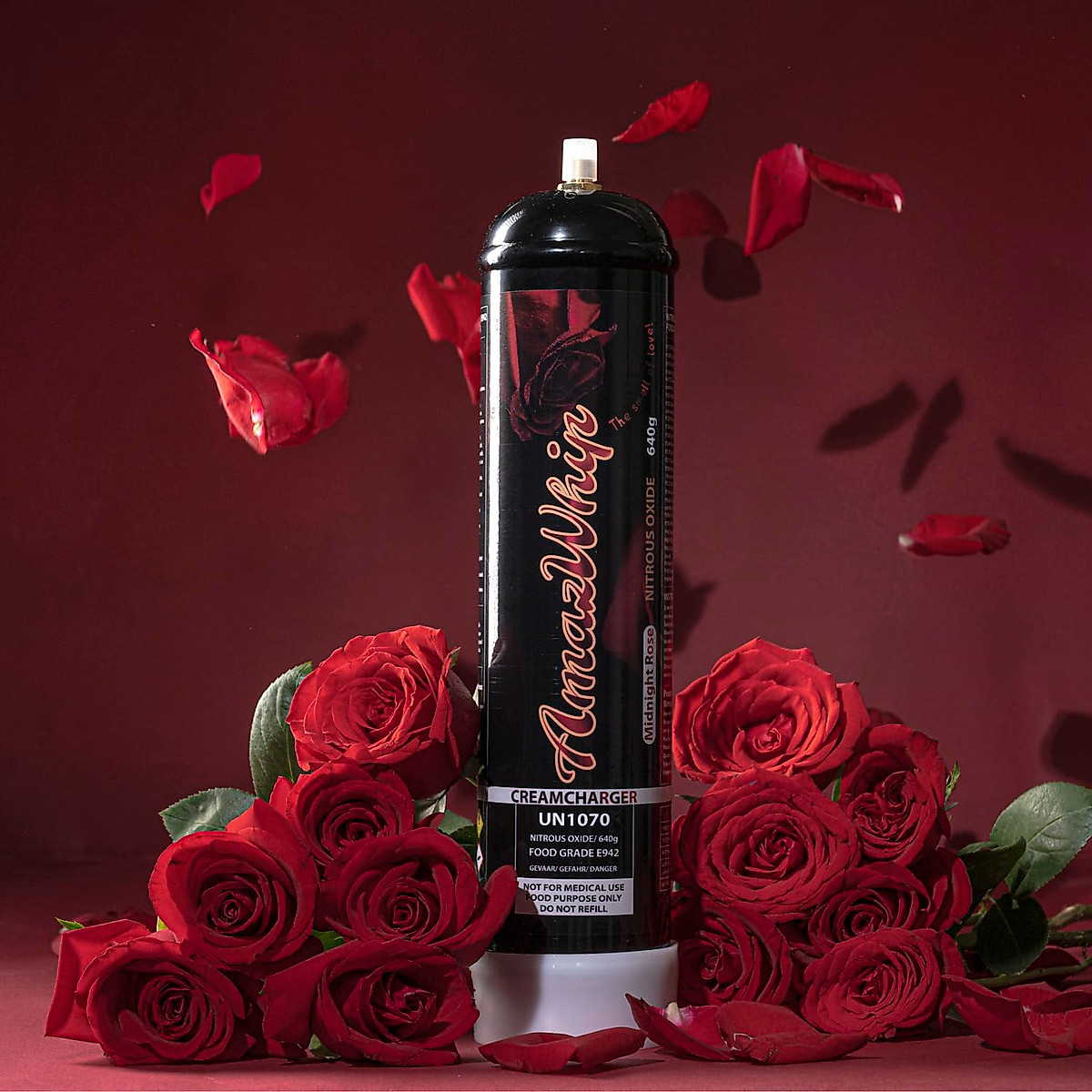 AMAZWHIP 640g, 0.95L Fresh and Pure Rose Fragrance Cream Charger (1 cylinder-rose)