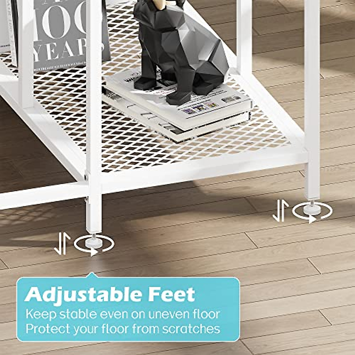 SUPERJARE L Shaped Desk with Power Outlets and Dual Monitor Stand Riser