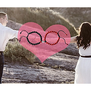 XIANNVXI Couples Bracelets His and Her Matching Couple Valentines Day Gifts Bracelets Jewelry (Black&Red)