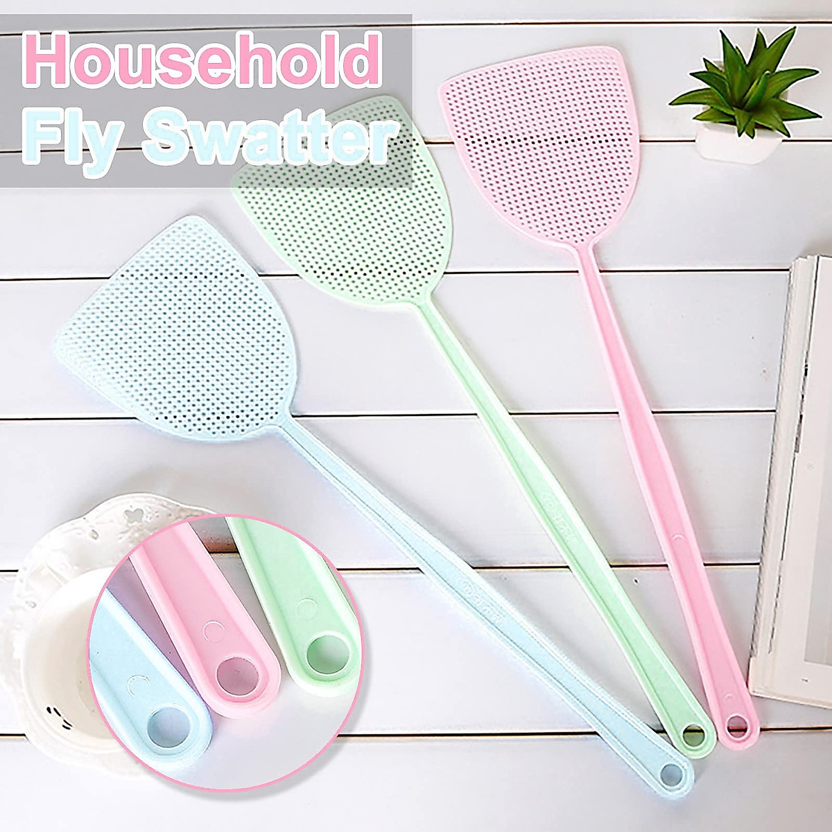 Fly Swatter - Cute Colorful Plastic Fly Swatter - Lightweight Flyswatters with Long Handle, House Fly Swatter for Indoor/Outdoor Flie, Mosquito, Bee Deals of The Day Lightning Deals