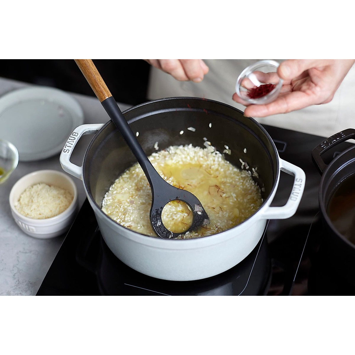 Staub Cast Iron 4-qt Round Cocotte - White Truffle, Made in France