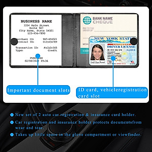 Kewucn 2 Pack Car Registration Insurance Holder, 10.55''×4.8'' Essential Auto Card Glove Box Organizer, Vehicle Interior Accessories Perfect for Most Car, Truck, SUV(Black)