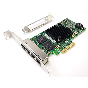 HINYSENO 4 Port RJ-45 10/100/1000Mbps PCI-Express x 4 Gigabit Ethernet Server Adapter 4 Port Network Interface Controller Card for I350AM4 Chipset, Compare to Intel I350-T4