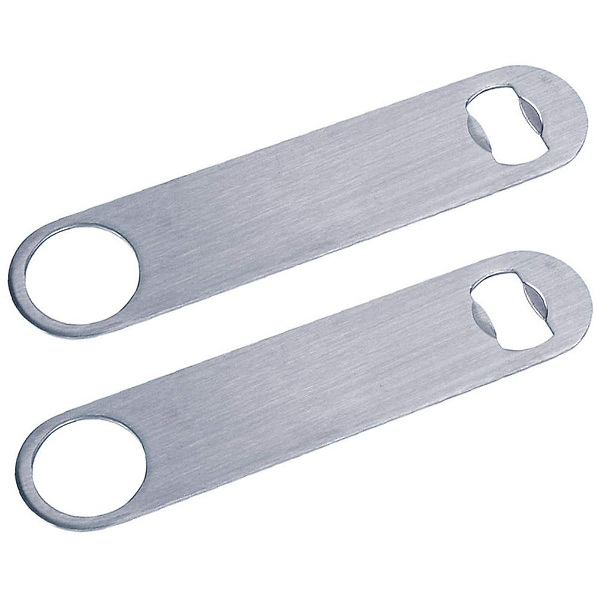 (Set of 2) Flat Bottle Opener, 7-Inch Heavy Duty Stainless Steel Bar Blade, Speed Opener, Beer Bottle Opener by Tezzorio
