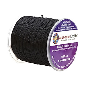 Mandala Crafts Nylon Satin Cord - 1mm Nylon Cord for Jewelry Making Beading - 109 Yds Braided Nylon Satin String Black Nylon String for Bracelets Rattail Trim Chinese Knot