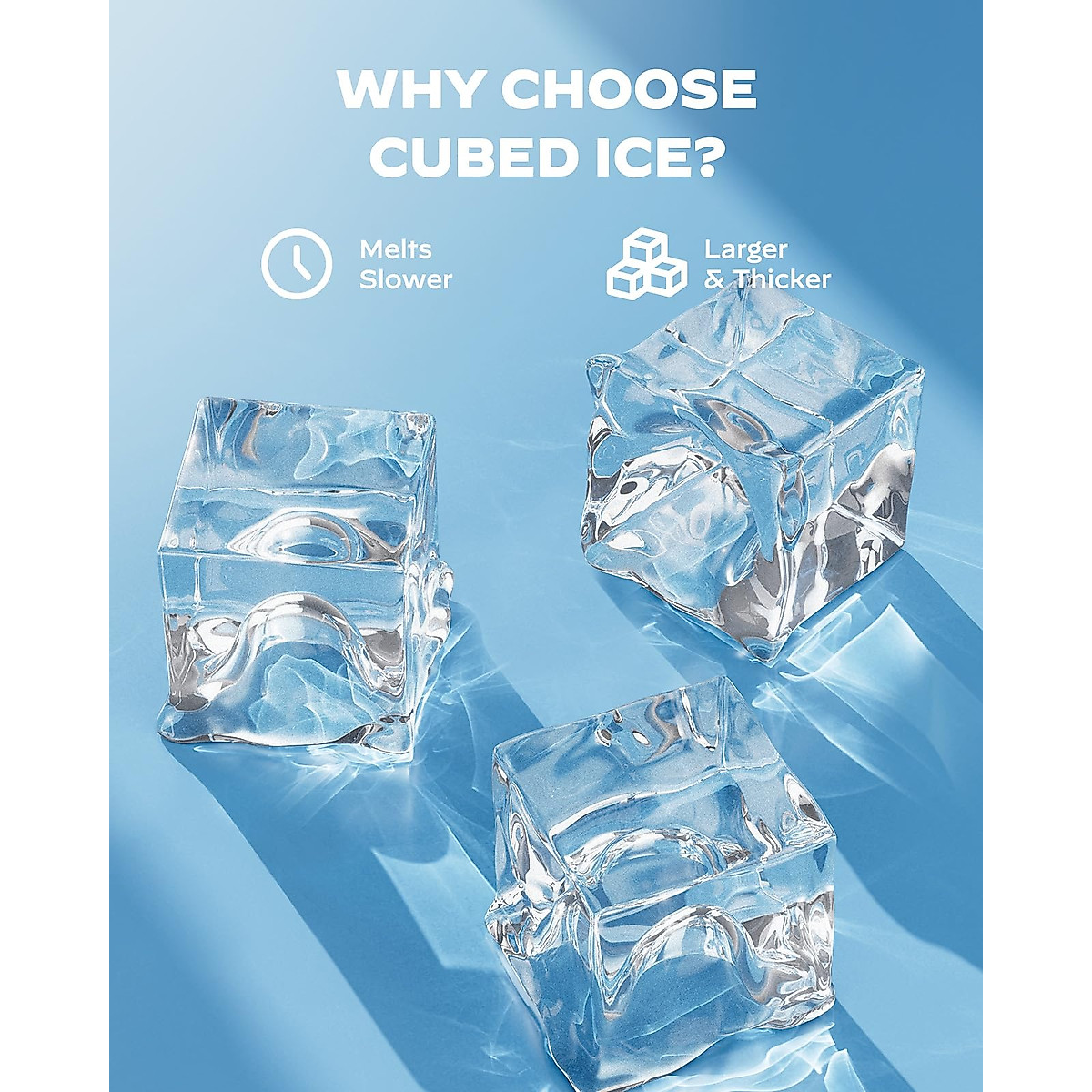 Silonn Ice Makers Countertop, 44lbs Per Day, 2 Ways to Add Water, Auto Self-Cleaning, Stainless Steel Ice Machine for Home Office Bar Party