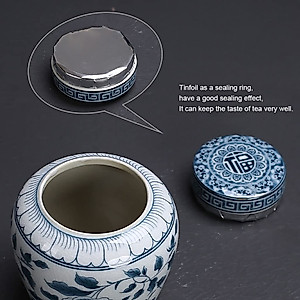 G’z Ceramic Storage jar Kitchen Sealed Lids Ceramics Traditional Tea Canisters Elegant Pattern Tea Caddy Food Jars Tea Tins for Kitchen Spices, Tea, Coffee, Condiments (Size : Small)