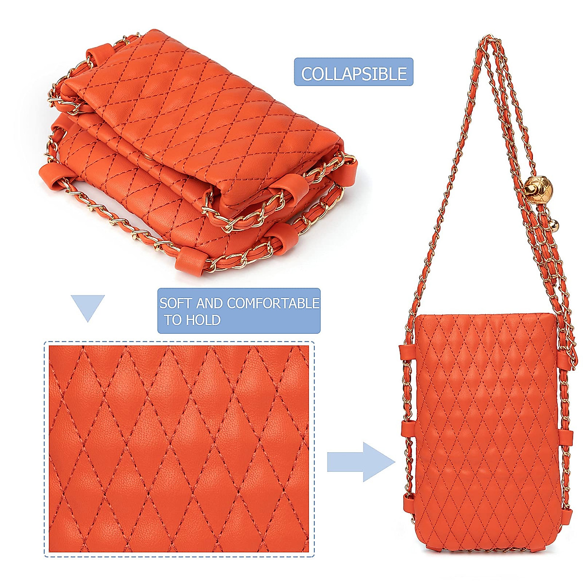 myfriday Mini Quilted Crossbody Purse for Women, Soft Small Summer Shoulder Purse and Handbag with Adjustable Chain Strap