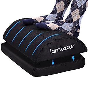 Lamtetur Footrest for Under Desk at Work with 1 Optional Covers for Replacing– Adjustable Memory Foam Foot Rest for Office Chair & Gaming Chair – Ergonomic Design for Back & Hip Pain Relief (Black)